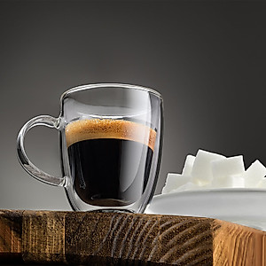 Bivvclaz Espresso Cups Set of 2, 2.7 Ounces Double Wall Glass Espresso Cups, Insulated Espresso Shots Cup, Clear Espresso Shot Glass for Espresso Accessories, Suit for Espresso Machine