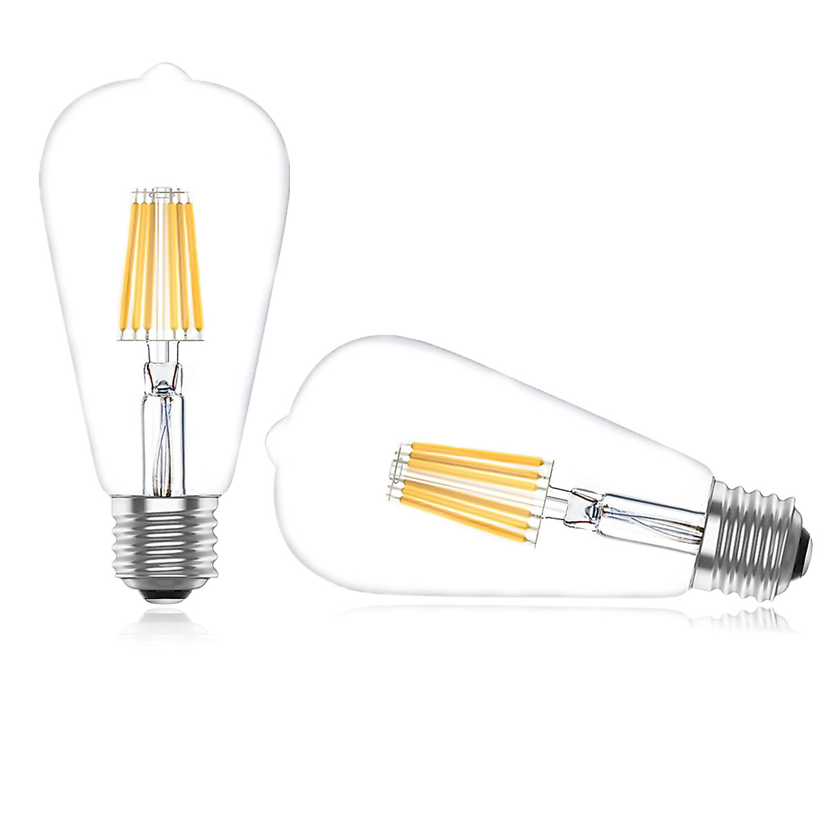 Vintage LED Light Bulbs,E26 Edison Filament,6W,60 Watts Equivalent,Soft White 2700K,2 Packs