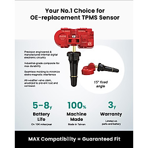 MORESENSOR Signature Series 315MHz TPMS Tire Pressure Sensor 4-Pack | Preprogrammed for Select 120+ American Brand Models | Replacement for 6F2Z-1A189-A 7L1Z-1A189-A | Snap-in | NX-S042-SN-4