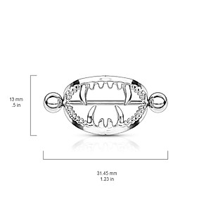 Pierced Owl Gothic Fangs Barbell Nipple Shields, Sold as a Pair