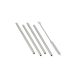 Outset Stainless Steel Straight Reusable Straws, 1 x 4.5 x 10 inches, Metallic
