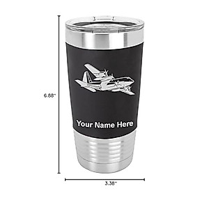 LaserGram 20oz Vacuum Insulated Tumbler Mug, Cargo Airplane, Personalized Engraving Included (Silicone Grip, Black)