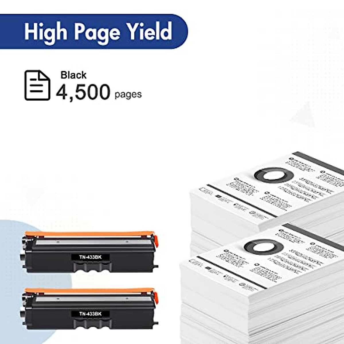 TN433BK Toner Cartridge 2-Pack Black High Yield Compatible Replacement for Brother TN433 TN-433 TN 433 for Brother MFC-L8900Cdw HL-L8360Cdw HL-L8260Cdw HL-L8360Cdwt 8900Cdw 8360Cdw Printer