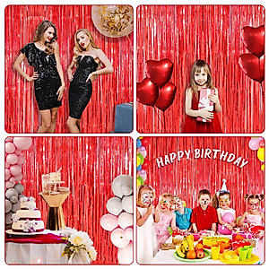 Accevo Red Party Streamers 3Pack Metallic Foil Fringe Curtains Streamers 3.3x8.2 Tinsel Streamers for Parties Valentine's Day Christmas Carnival Xmas New Year Decorations Casino Theme Party Decor