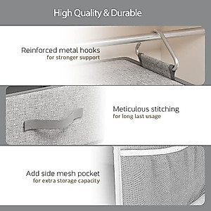 MONINXS Hanging Closet Organizer 6-Shelf, Hanging Shelves for Closet with 3 Divisible Drawers & Side Pocket, Linen, 11.4''W x 12''D x 43.3''H, Grey