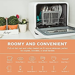 VENTRAY Countertop Portable Dishwasher Mini Compact with 5 Washing Programs Air Drying Function for Small Apartment Dorms RVs DW55AD