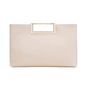 CHARMING TAILOR Fashion PU Leather Handbag Stylish Women Convertible Clutch Purse (Beige)