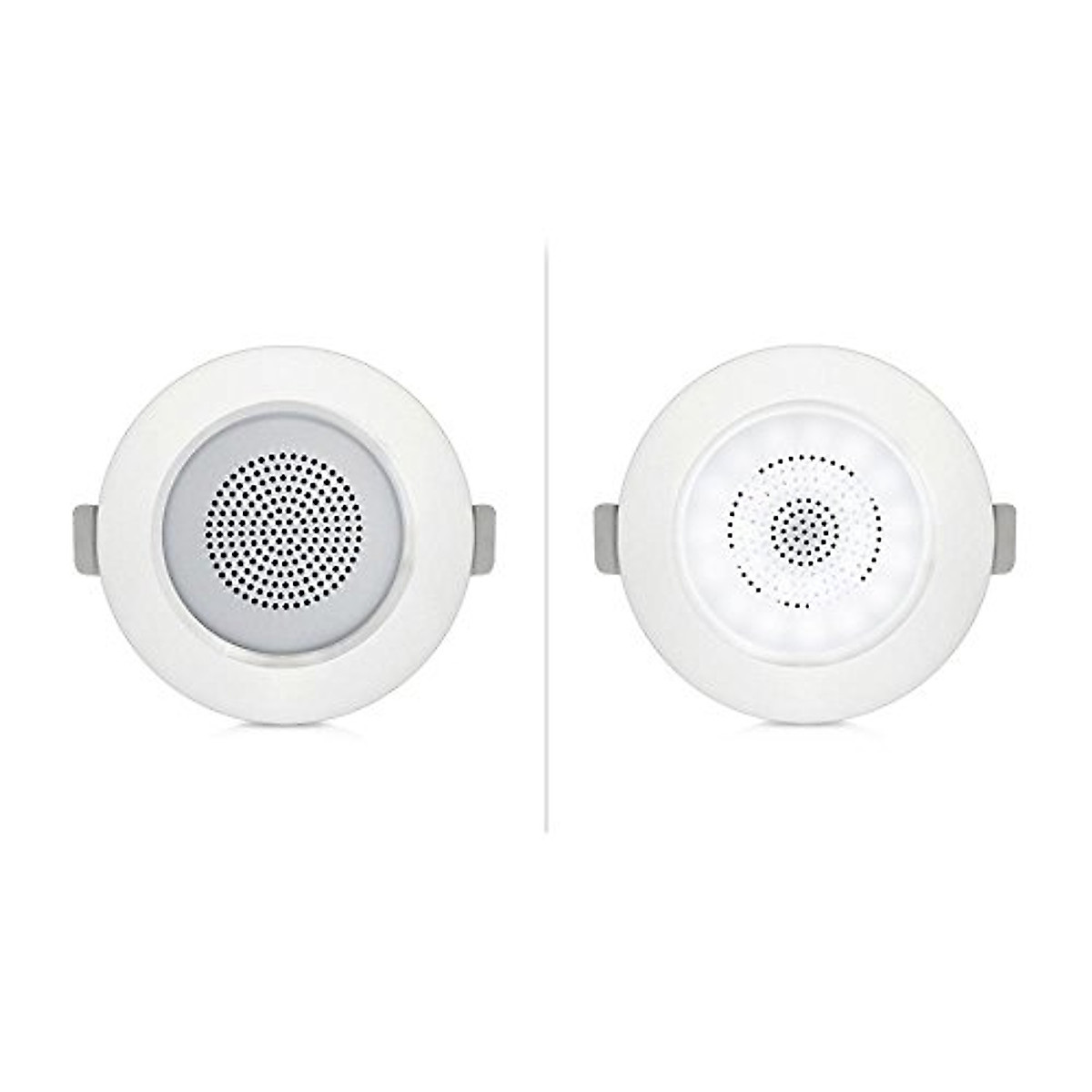 Pyle 4” Pair Flush Mount in-Wall in-Ceiling 2-Way Home Speaker System Built-in LED Lights Aluminum Housing Spring Clips Polypropylene Cone & Tweeter 2 Ch Amplifier 160 Watts (PDICLE4),White