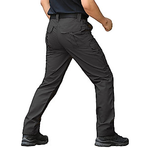 CARWORNIC Men's Ripstop Tactical Pants Waterproof Lightweight Work Pants EDC Army Uniform Combat Military Pants Multi Pocket Relaxed Fit Cargo Pants Casual Outdoor Hiking Trousers Black