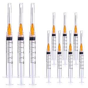 20Pack 2.5ml Syringes with 25 Gauge 1 Inch Needle for Industrial, Scientific Labs, Liquid Dispensing, Oil or Glue Applicator, Individually Wrapped