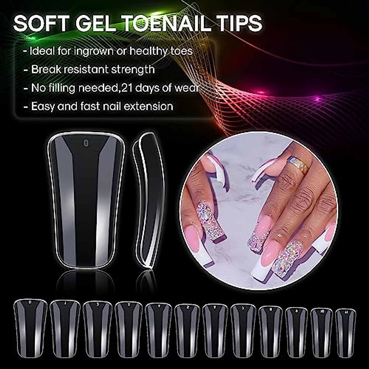 120PCS Clear Square Nail Tips,Short Nail Tips Full Cover Natural Crystal Duck Feet Styel for Wide French False Nail Extension, Acrylic Nails Professional for Y2K-inspired Designs(12 Size Clear)