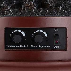 e-Flame USA Regal Freestanding Electric Fireplace Stove - 3-D Log and Fire Effect (Red)