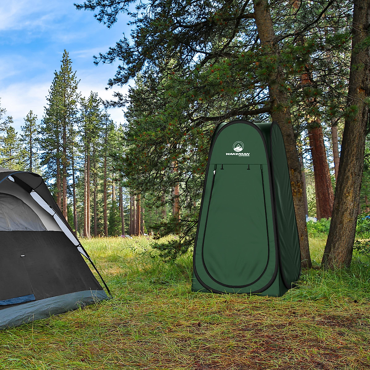 Pop Up Pod - Privacy Shower Tent, Dressing Room, or Portable Toilet Stall with Carry Bag for Camping, Beach, or Tailgate by Wakeman Outdoors (Green)
