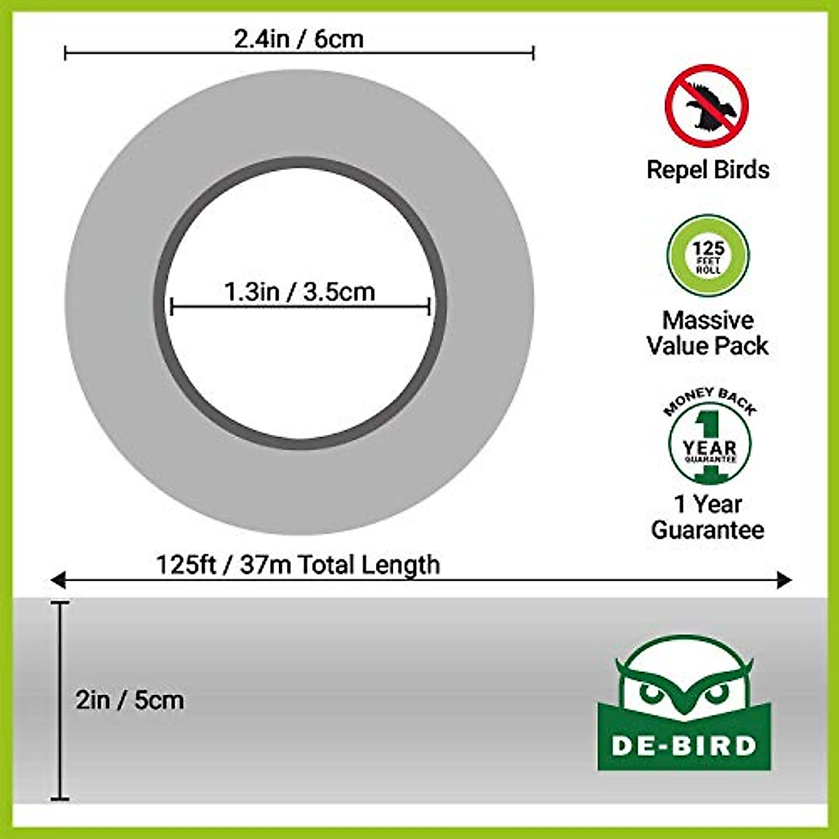 De-Bird Bundle Includes: Scare Tape - Reflective Tape and Heavy Duty Bird Netting to Keep Away Woodpecker, Pigeon, and Protect Plants & Fruit Trees