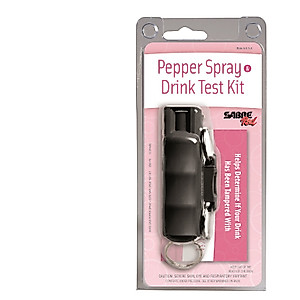 SABRE RED Pepper Spray - Police Strength - with Durable Key Case, Finger Grip, Quick Release Key Ring, 25 Bursts (Up to 5x Other Brands), 10-Foot (3M) Range & Booklet of 5 Drink Test Strips