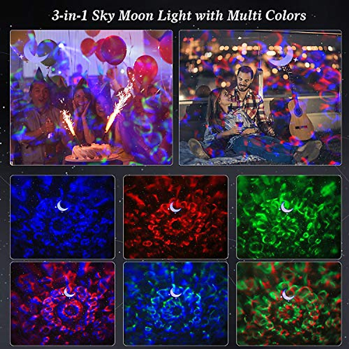 Galaxy Projector,Star Projector Smart Night Light Projector Compatible with Alexa & Google Home,Ocean Wave Starry Night Light for LED Nebula Cloud & Moon Night Light for Baby Kids Adult Bedroom Party