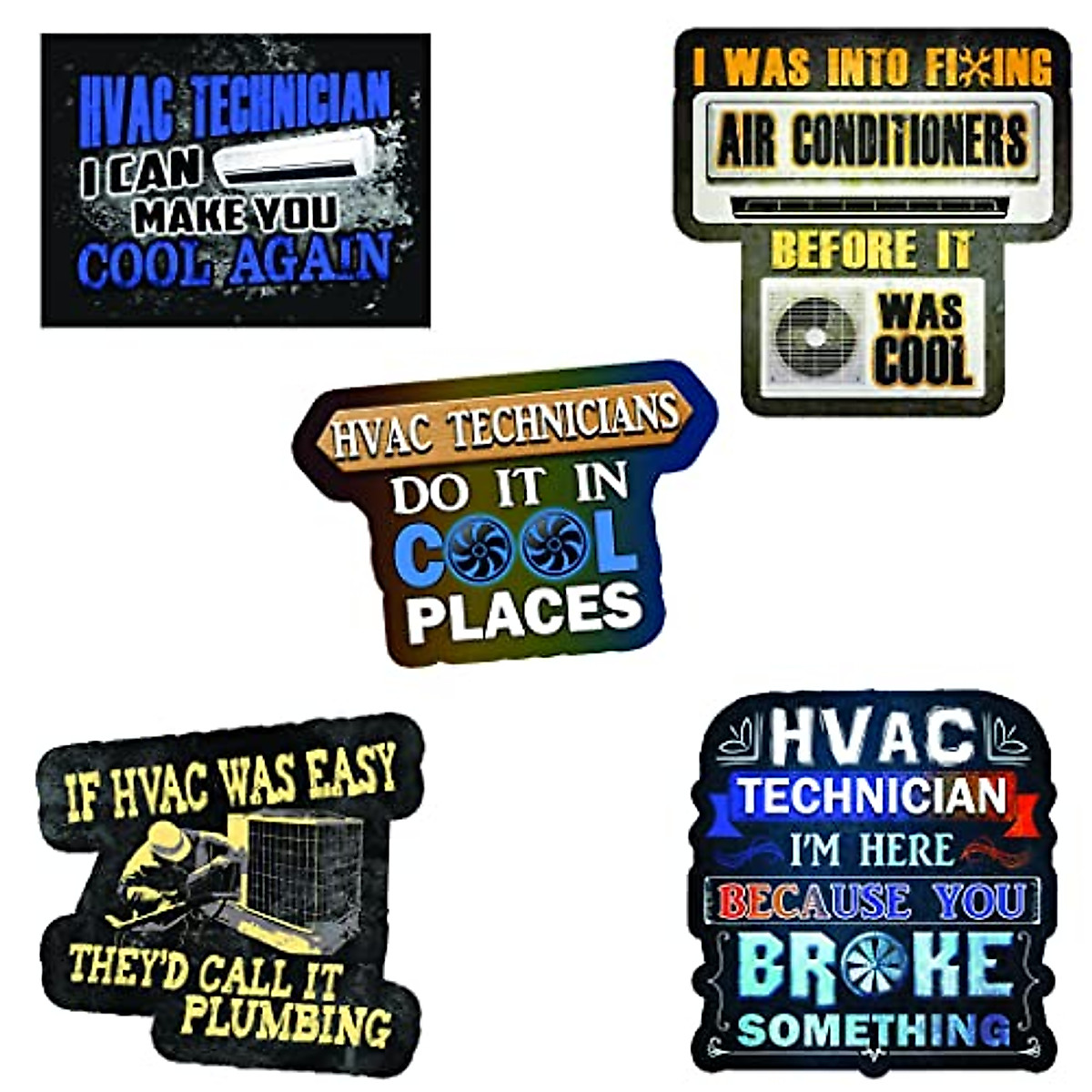 HVAC Stickers – Perfect for Any HVAC tech. Our Hard hat Stickers Include Images of HVAC Tools and Make Perfect HVAC Accessories. - Our Construction Stickers are Waterproof Vinyl Stickers. Pack of 14