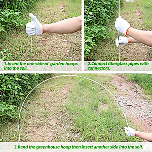 Greenhouse Hoops, CJGQ Garden Hoops for Raised Beds, Garden Grow Tunnel Up to 8 Set of 7Ft Long Rust-Free Garden Hoop for Row Cover Plant Cover, 40Pcs Plant Support Growing Frame for Netting