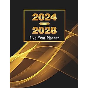 2024-2028 Five Year Planner: Calendar Large Schedule Monthly Organizer Jan 2024 - Dec 2028 (60 Months) With Goals, Contacts & More | Vintage Gold Cover