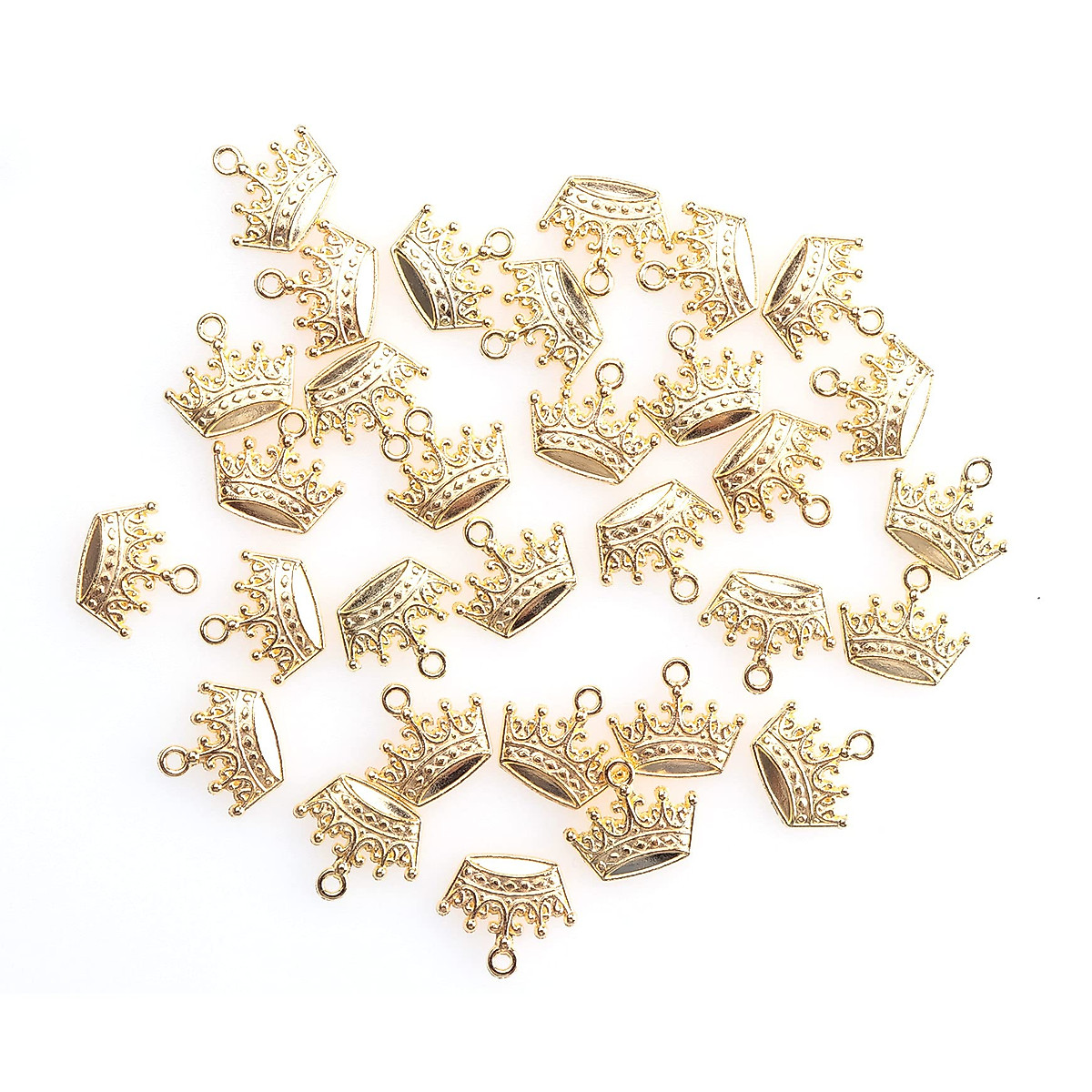 Ruwado 30 Pcs Tiara Charm Mini Metal Vintage Cute Jewelry Pendant for DIY Making Necklace Bracelet Necklace Jewelry Making Crafting Accessories Earring Zippers (Gold)