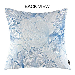 oFloral Flower Throw Pillow Covers Floral Line Blue Petal Garden Decorative Square Pillow Case 18"X18" Pillowcase Home Decor for Sofa Bedroom Livingroom