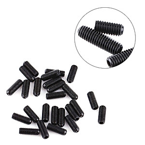 Oumefar 200Pcs Screws Grade Carbon Steel M3 Black Cup Point Screw Assortment Steel Set Screw Hex Socket Set Screw Bolts Nut Bolt Assortment Used for Industry