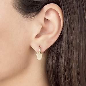 Jewelryist 14k Yellow Solid Gold Circle Dangle Endless Huggie Hoop Earrings for Women