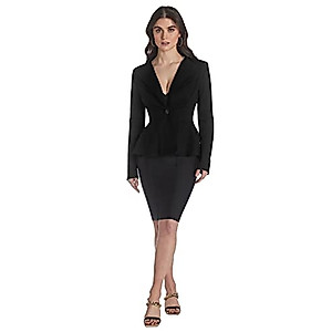 Hybrid & Company Womens Double Notch Lapel Office Blazer JK43864 1073T Black Medium