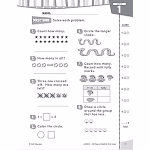Shell Education 180 Days of Math for First Grade (180 Days of Practice)
