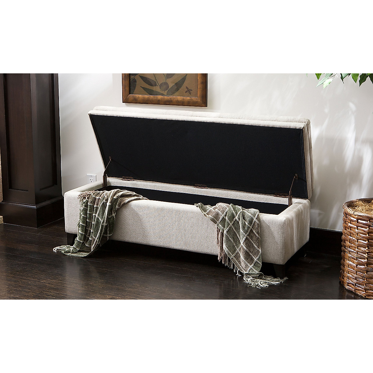 Christopher Knight Home Brighton Linen Storage Ottoman, Ivory
