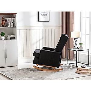 Tidyard Living Room Comfortable Rocking Chair Accent Chair，Black for Living Room, Bedroom, Balcony, Home Furniture