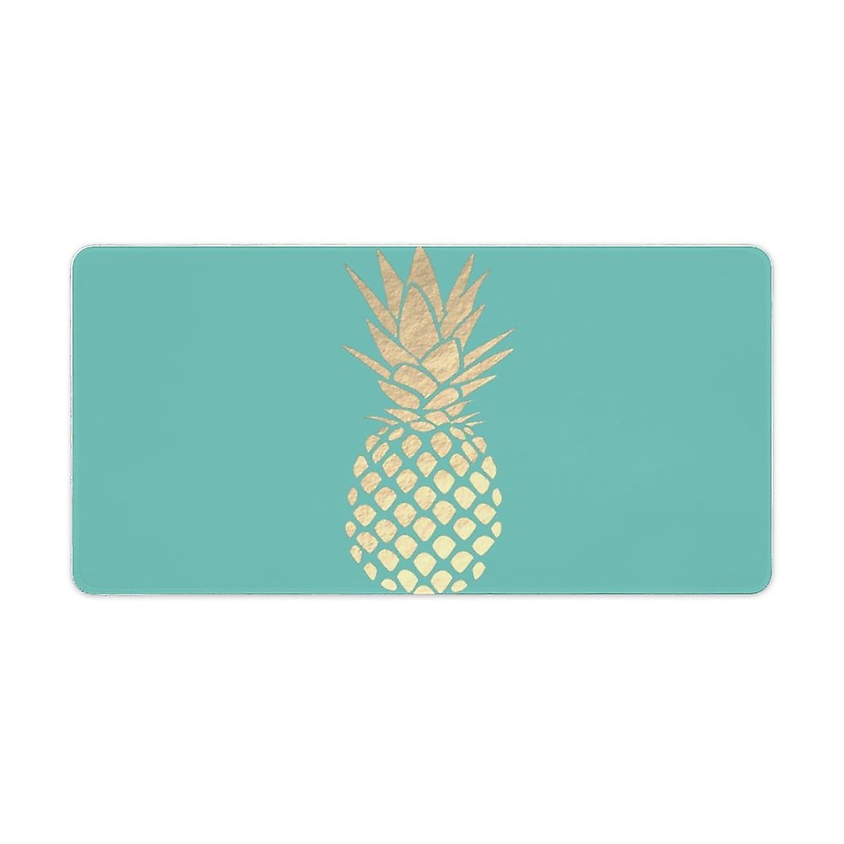 Mouse Pads Gold Pineapple on Teal Desk Mat Gaming Mousepad Non Slip Rubber Mouse Mat for Desk Keyboard, Wireless Mouse, Office Computer