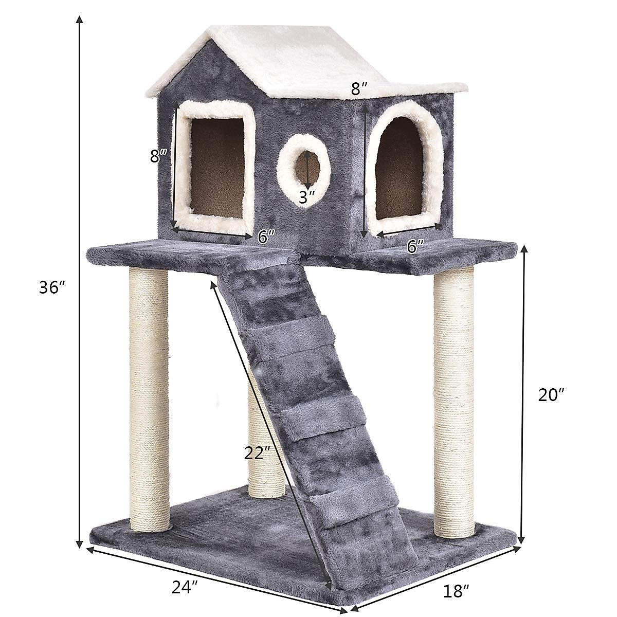 Tangkula Cat Tree, Multi-Level Cat Condo Tower, Lovely Pet Furniture with Scratching Posts and Ladder, Pet Play Toy House, Activity Centre Cat Tree - for Kittens, Cats and Pets