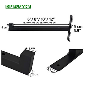 6 Pcs Heavy Duty Shelf Brackets 12 Inch Wall Mounted Industrial Metal Shelving Supports with Lip