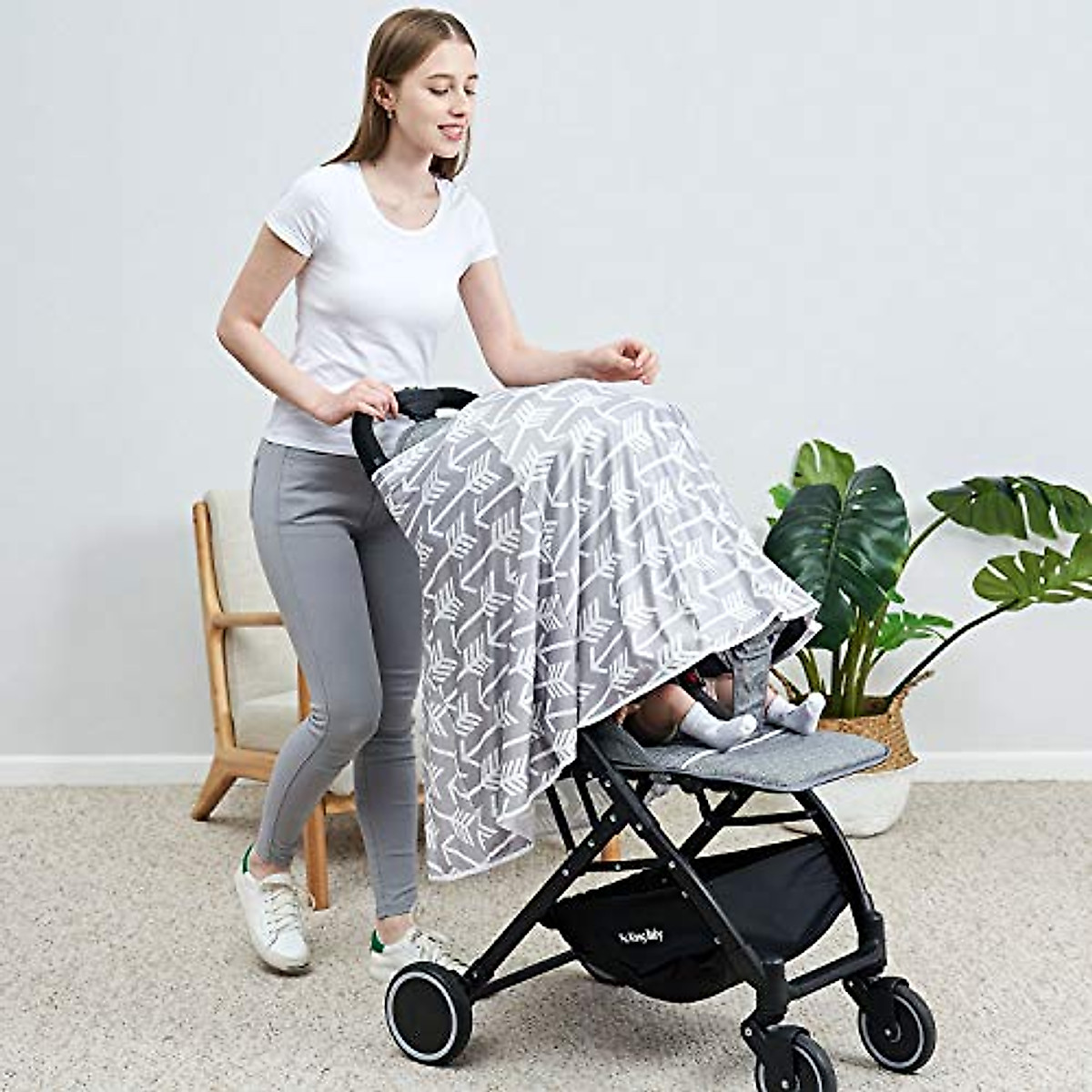 PPOGOO Baby Nursing Cover & Nursing Poncho - Multi Use Cover for Baby Car Seat Canopy, Shopping Cart Cover, Stroller Cover, 360° Privacy Breastfeeding Protection,Baby Shower Gifts for Boy&Girl
