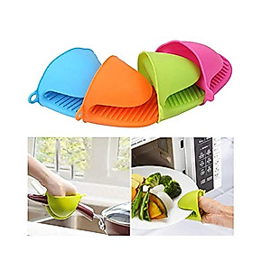 Silicone Double Finger Grip,Silicone Anti-scalding Gloves,dishwashing Cabinet Kitchen Insulation Tray Dish Oven with Hand Clip,Green