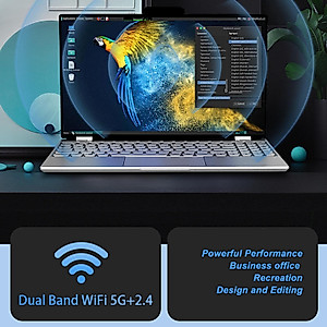 Jectse 15.6in Laptop, 2.4G 5G WiFi 16GB DDR4 RAM Quad Core 180 Degree Flip Notebook Computer with Backlit Keyboard, HD IPS Screen, 5000mA Battery for Windows 11 (16G+256G US Plug)