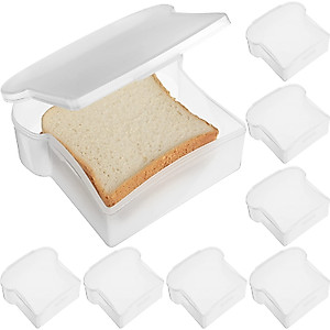 Potchen 8 Pieces 20 oz Toast Shape Sandwich Box Food Storage Containers Pp Lunch White Kids or Adult Holder Microwave and Freezer Safe for Meal Prep