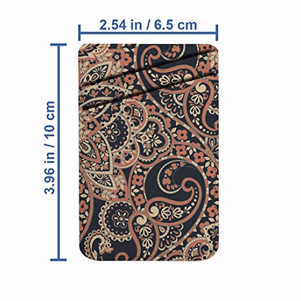 Diascia Pack of 2 - Cellphone Stick on Leather Cardholder ( Floral Ethnic Paisley Ornament Pattern Pattern ) ID Credit Card Pouch Wallet Pocket Sleeve