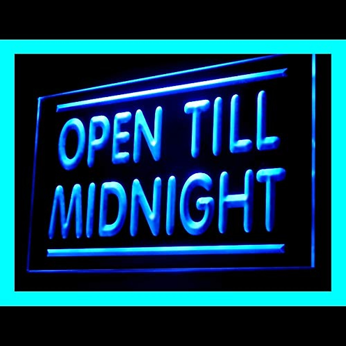 170091 Open Till Midnight Bar Pub Club Shop Store Open Display LED Light Neon Sign (12" X 8", Blue)