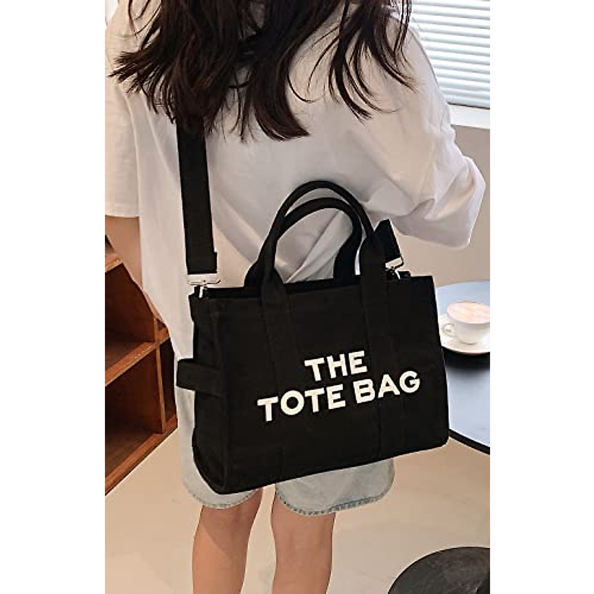 Tote Bag for Women, Travel Canvas Tote Bags for Women, Fashion Crossbody Bags Handbag Bag Casual Large Capacity for Office, Travel, School - BlackBlack