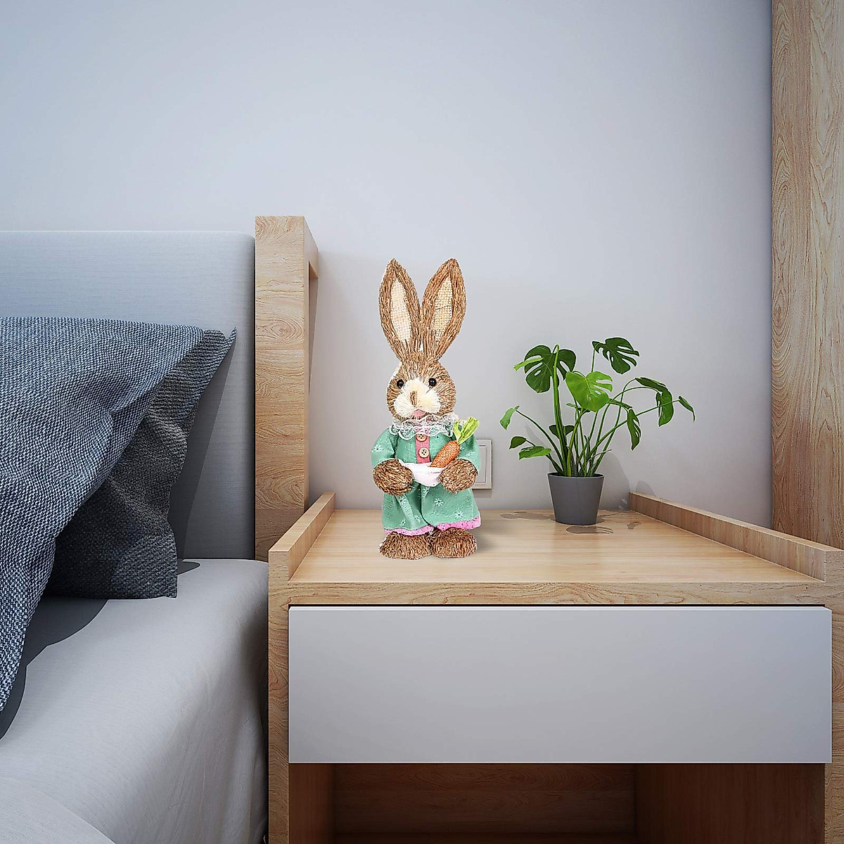 Ewer Easter Simulation Rabbit, Cartoon Dressed Rabbit Ornament with Carrot, Artificial Simulation Foam Rabbit for Easter Decor Garden Party Home Decorations Photography Props X8APV29X1410GHW