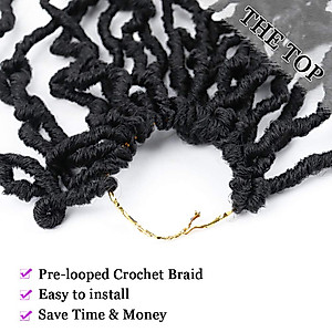 Violet 18 Inch New Faux Locs Crochet Hair Soft Locs Crochet Hair Natural Faux Braids Pre-looped Synthetic Afro Roots Braid For Black Women (18Inch, 6Packs, 1B)