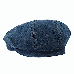 WITHMOONS Denim Cotton Newsboy Hat Baker Boy Beret Flat Cap KR3613 (Darkblue)