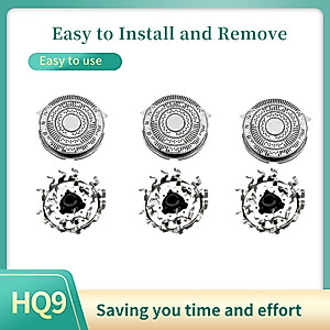 HQ9 Replacement Shaver Head Blades Fit for Norelco HQ9 8240 8250 8260 XL AT 880, Superior Precision Cutters Blades for Norelco,Mens' Electric Shaver Replacement Blade Dry & Wet Dual-use(3 Pcs）