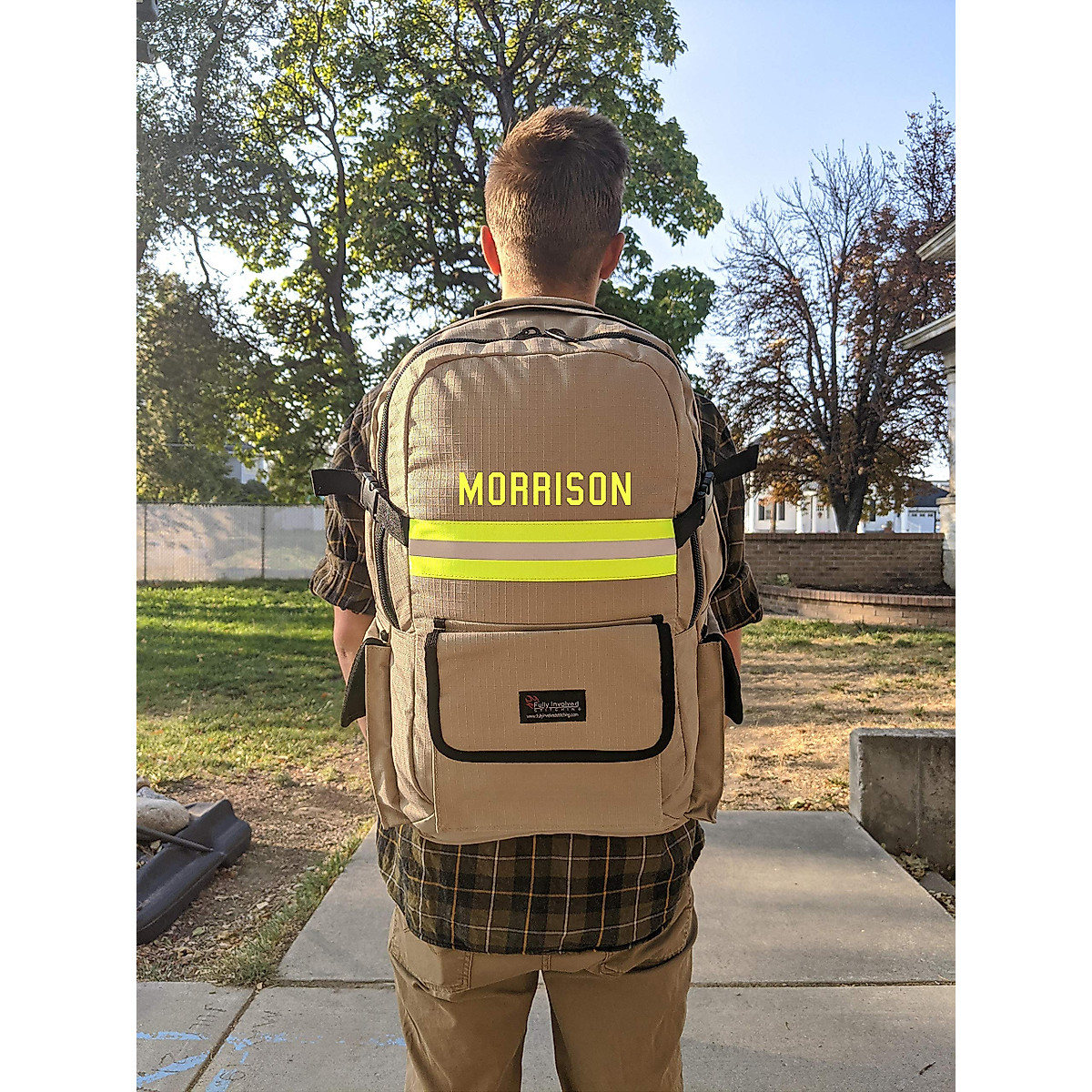 Fully Involved Stitching Firefighter Personalized Backpack