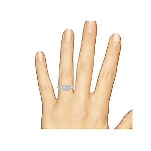 3/4 CT.T.W.Moissanite Engagement Rings Sets for Women wedding ring set His Hers Couples Matching Rings 925 Sterling Silver Square Wedding Engagement Ring Bridal Sets & Men's Trio Bridal Set Free Engraved