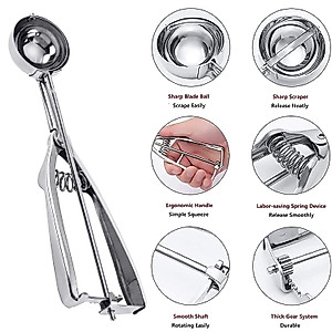 Ice Cream Scoop, 3Pcs Cookie Scoop Set, Stainless Steel Cookie Scoops for Baking Set of 3, Cookie Scooper for Baking, Ice Cream Scooper with Trigger Release, Cookie Dough Scoop, Cupcake Scoop