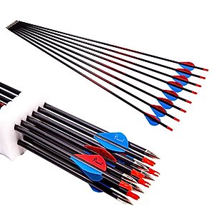QunYing Archery Carbon Arrow 28 29 30 inch 300 340 350 400 Spine Practice Hunting Arrows for Compound Recurve Bow 12PCS-29 400 Spine