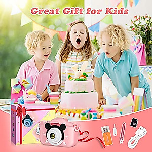 Kids Camera,HD Digital Video Camera with Protective Silicone Cover, Children Toys for 3 4 5 6 7 8 9 Year Old Boys/Girls,Selfie Camera for Kids,3-12 Year Old Birthday Gifts with 32GB SD Card